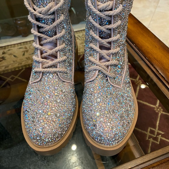 Betsey Johnson | Shoes | Nwot Betsey Johnson Silver Combat Boots With ...